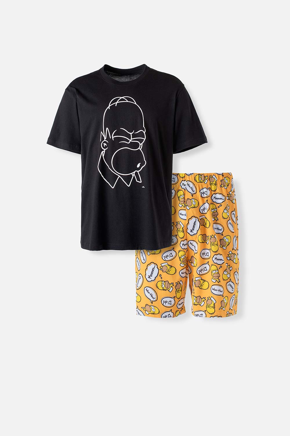 Pijama de Los Simpson negra y amarilla con pantalón corto para hombre ...
